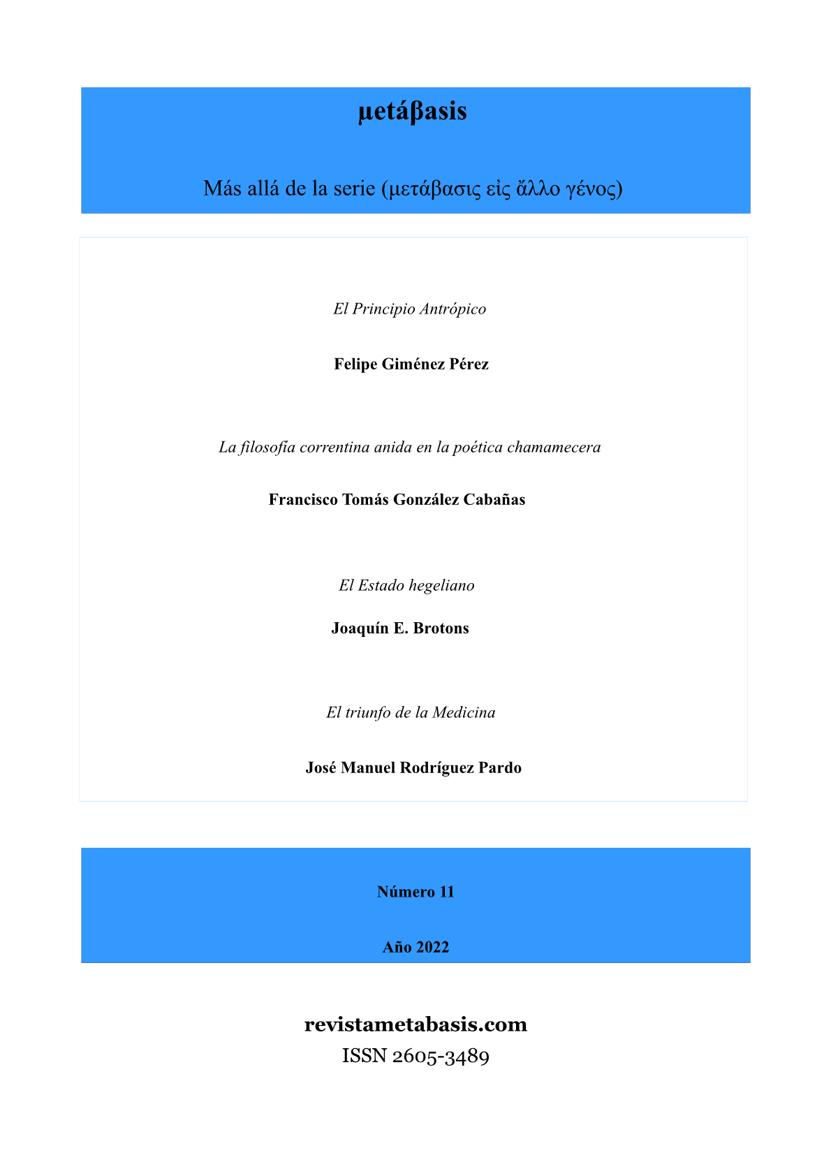 Metábasis. Número 11 (2022) – Revista Metábasis