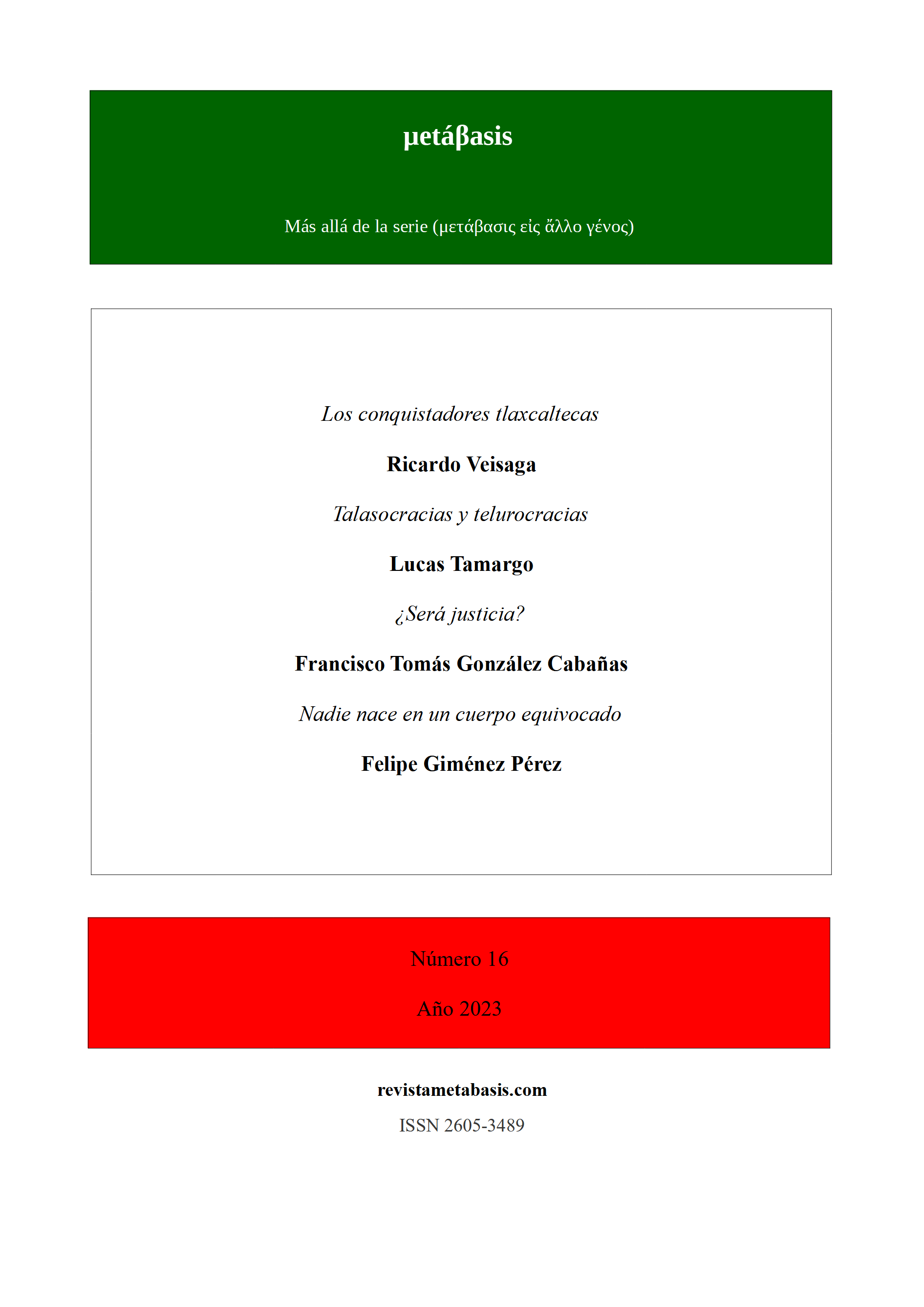 Metábasis. Número 16 (2023) – Revista Metábasis